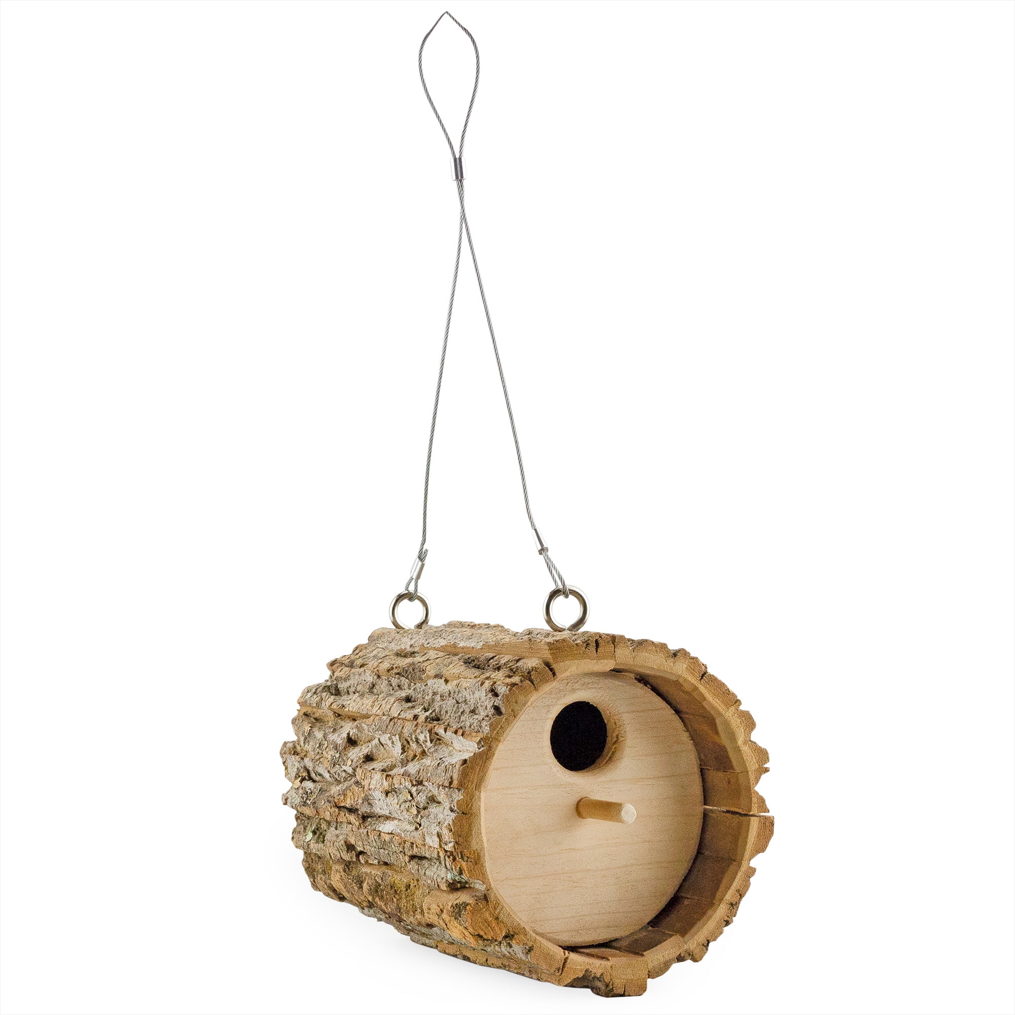 Uncle Dunkels Log-Shaped Birdhouse, Rustic Bird House for Wrens ...