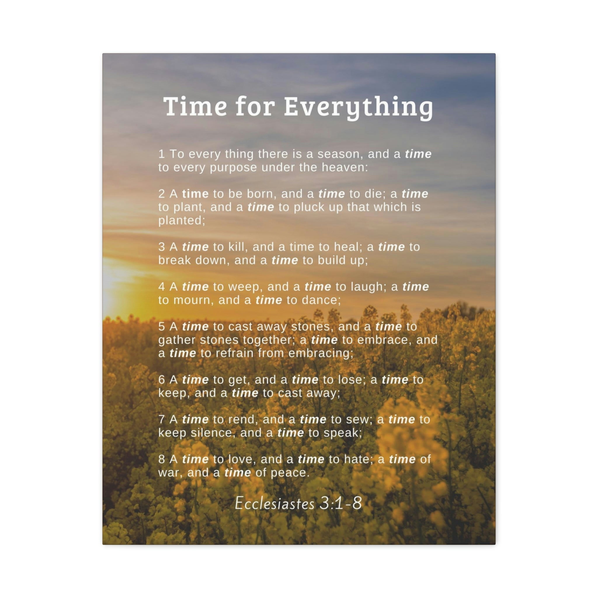 Scripture Walls Time For Everything Ecclesiastes 3:8 Bible Verse Canvas ...