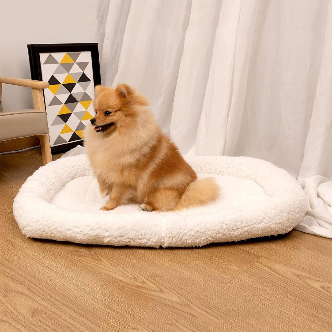 Soft Round Dog Bed Circle Fluffy Warm Nuture Bed for Dogs Calming Dog ...