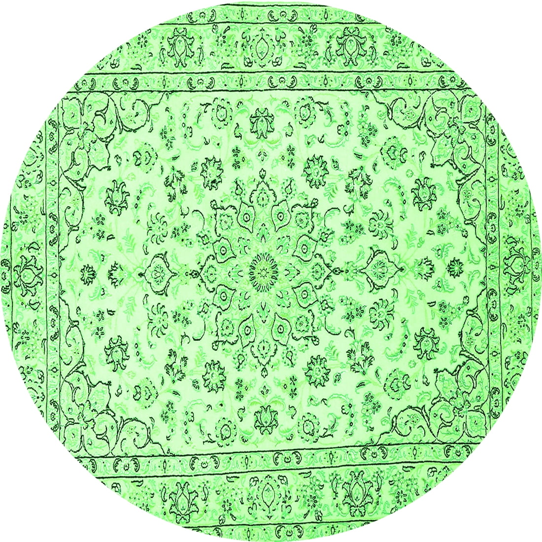 Ahgly Company Indoor Round Medallion Green Traditional Area Rugs, 4 ...