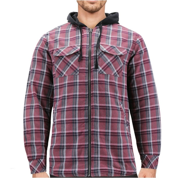 Tony Hawk - Tony Hawk Men's Casual Flannel Zip Up Plaid Sherpa Hoodie ...