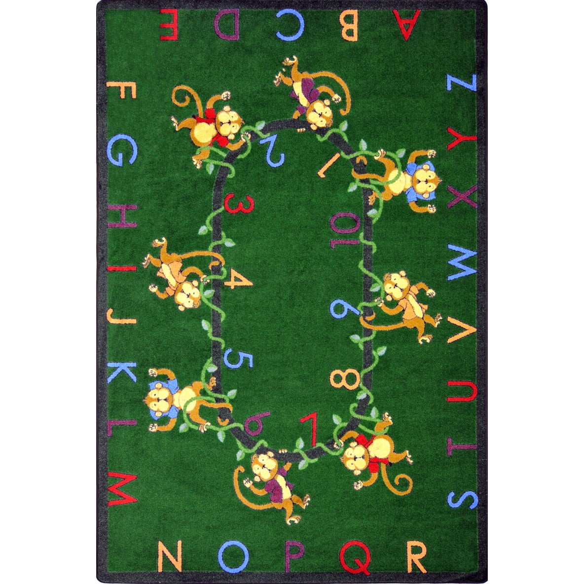 Joy Rugs Monkey Business Machine Tufted - Cut Pile Green 5'4" x 7'8 ...