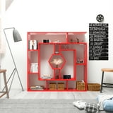 Stylish Labrina Geometric Open Honeycomb Shelves Bookcase, Red ...