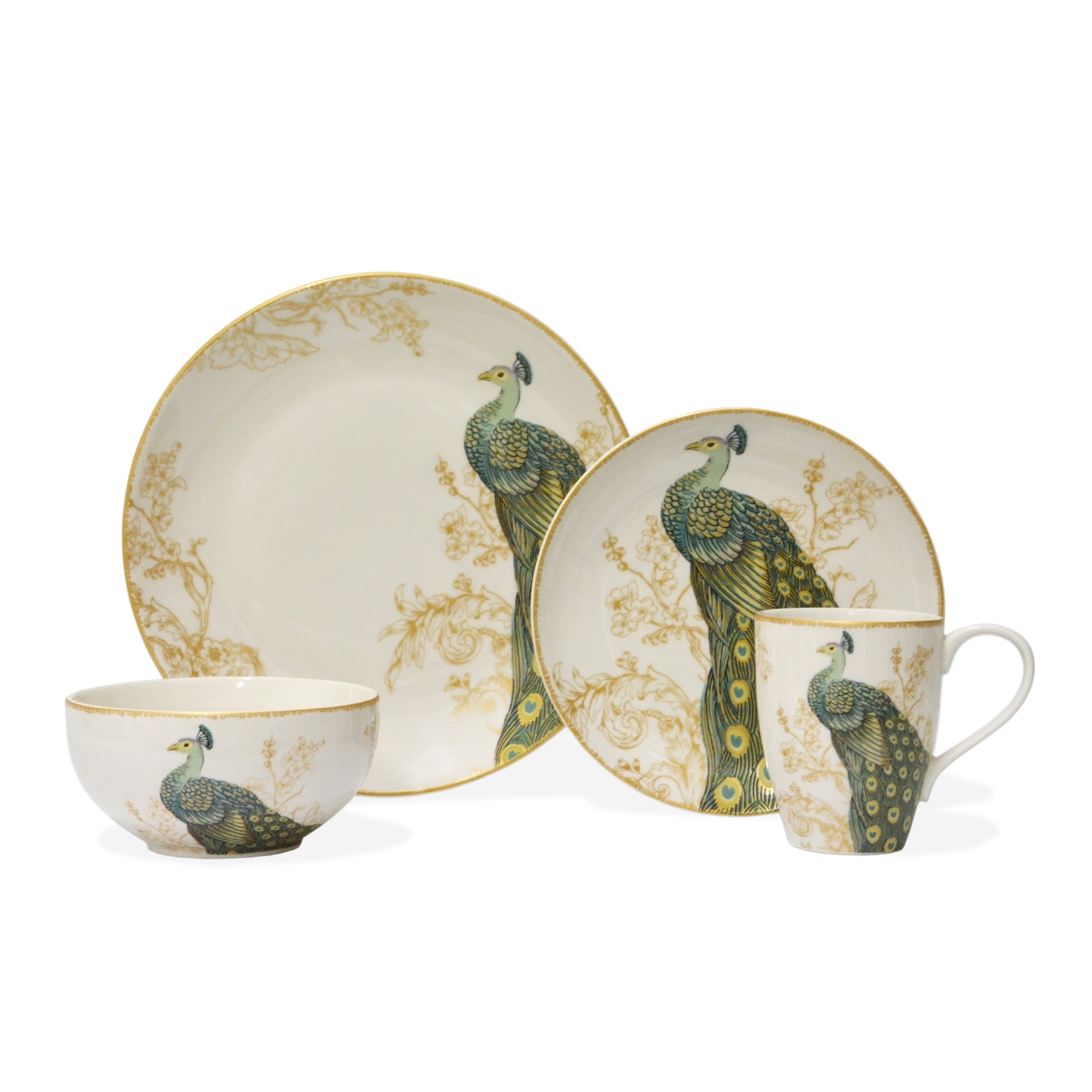 Serene Peacock 16 Piece Dinnerware Set - Walmart.com