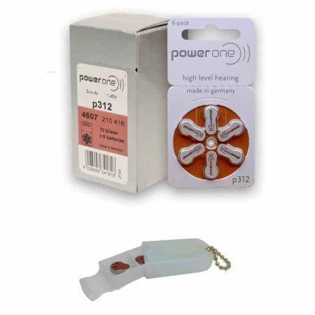 Power One Hearing Aid Batteries - Size P312-60 Pack - Complimentary ...