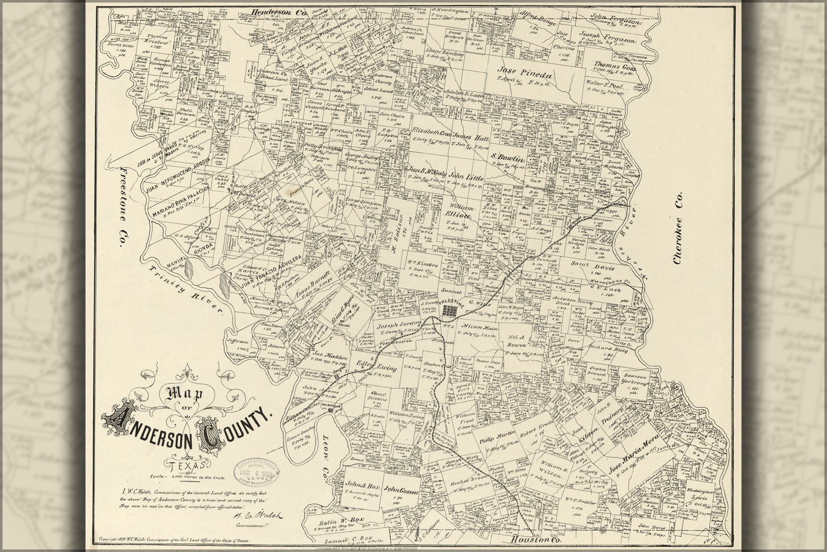 24"x36" Gallery Poster, Map of Anderson County, Texas 1879 - Walmart.com