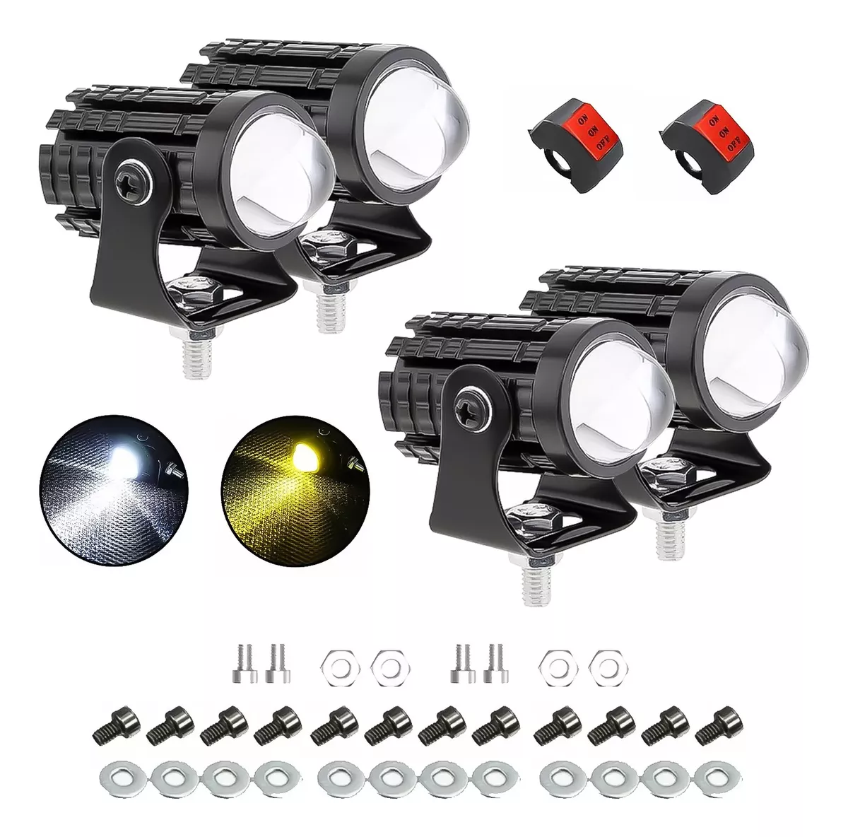 2 Par Faros Luces Led Para Motos Auto Doble Color Auxiliares | Walmart ...