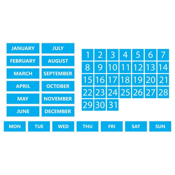 Whiteboard Calendar Magnet Non-Abbreviated Bundle (Dates, Days of The ...