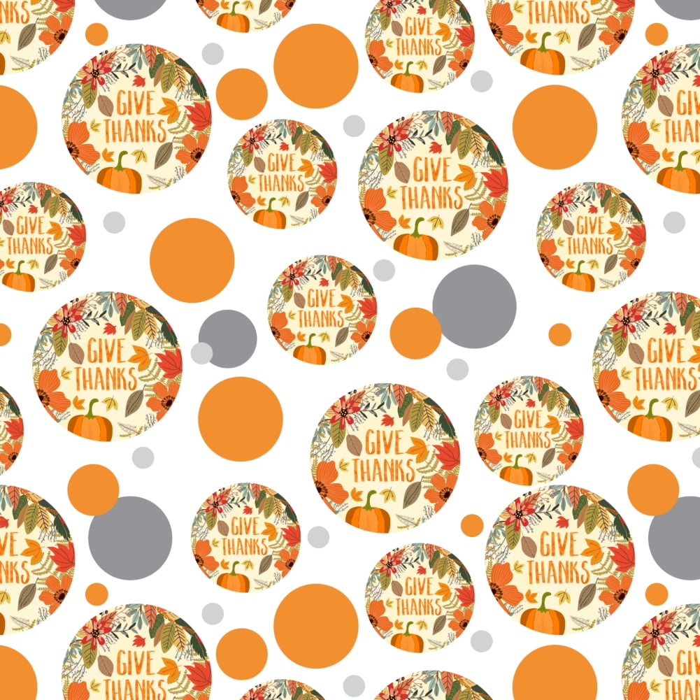 Give Thanks Thanksgiving Pumpkins Premium Gift Wrap Wrapping Paper Roll ...