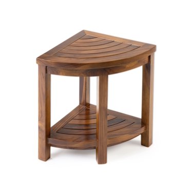ALA Teak Wood Bath Spa Shower Stool Corner Bench Stool Fully Assembled ...