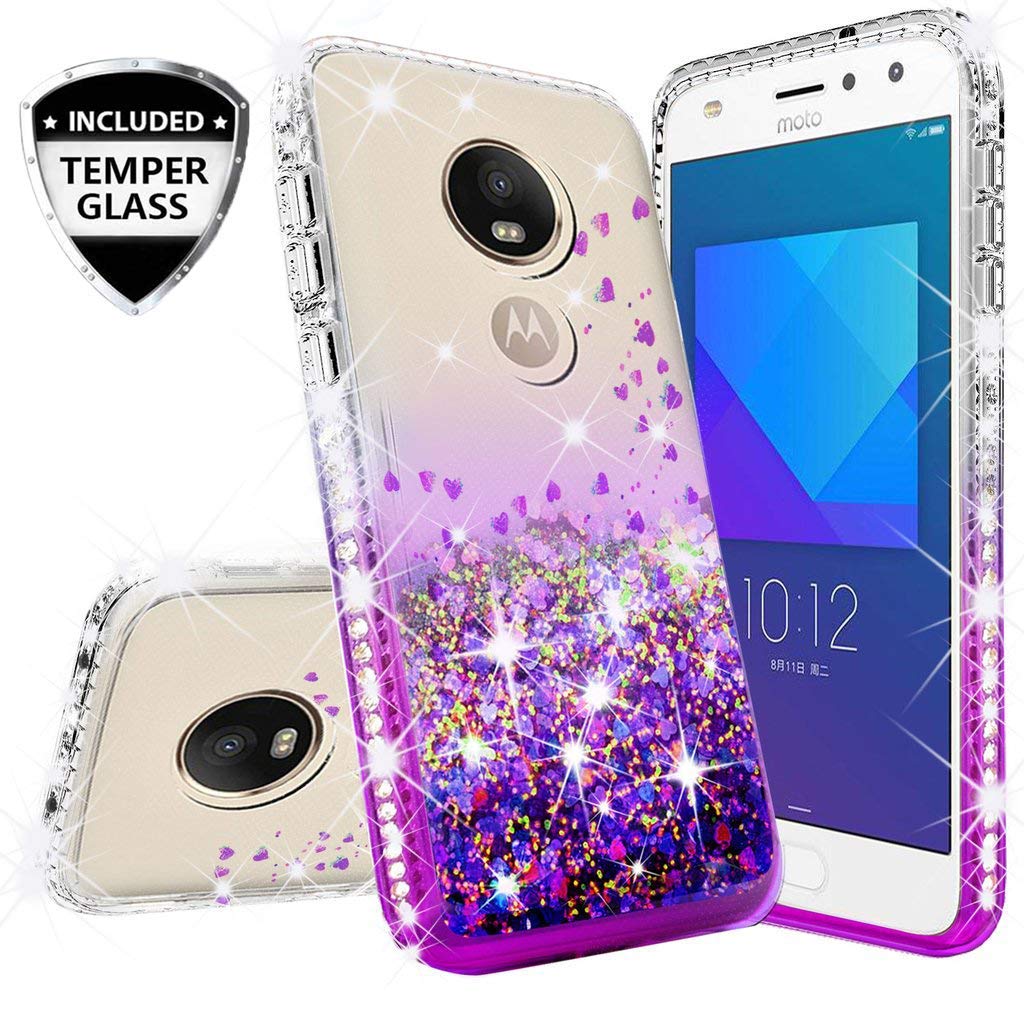 Compatible for Motorola Moto E4 Case, with [Temper Glass Screen ...