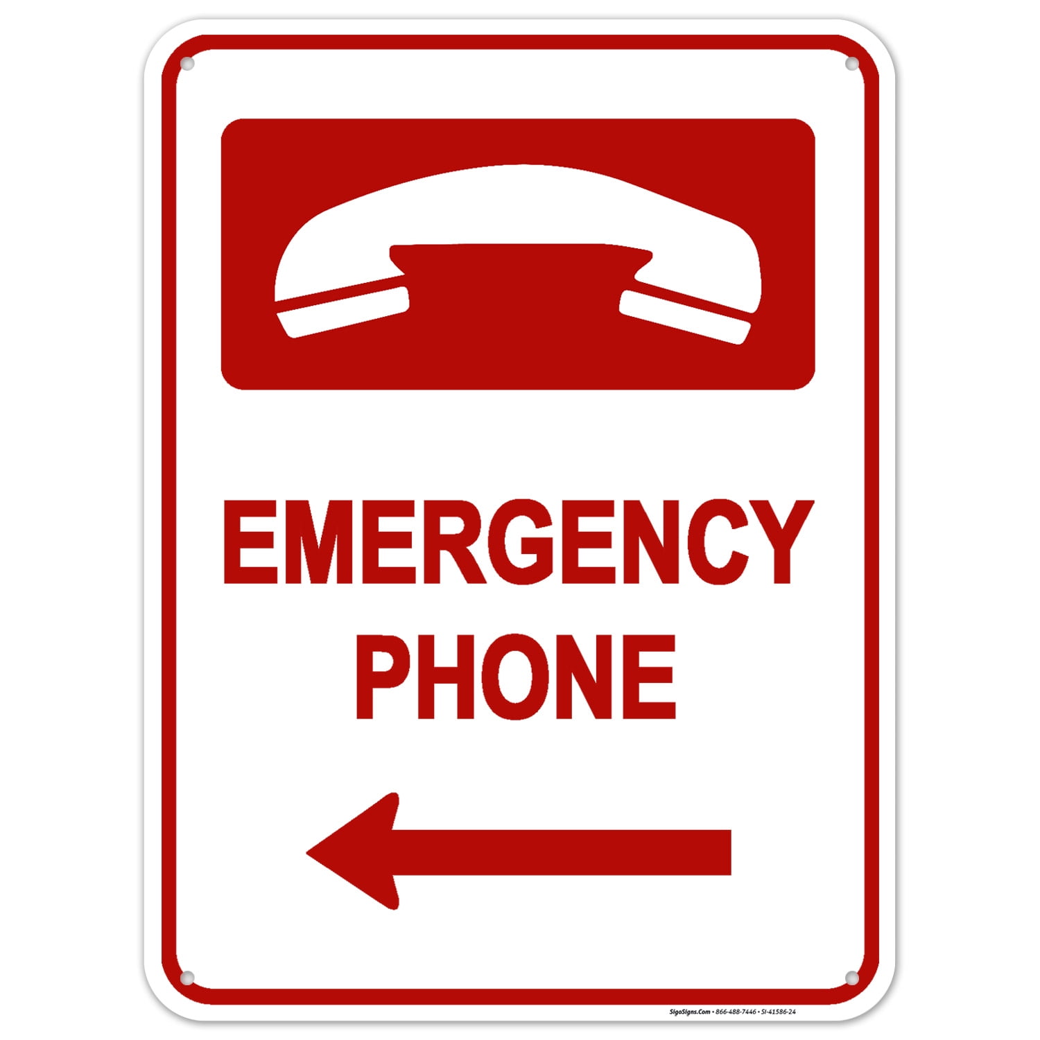 Emergency Phone Left Arrow Sign, - Walmart.com
