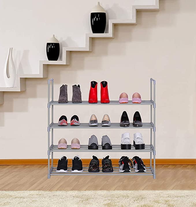 4-Tier Shoe Rack Metal Shoe Tower 20-Pair Shoe Storage Organizer Unit ...