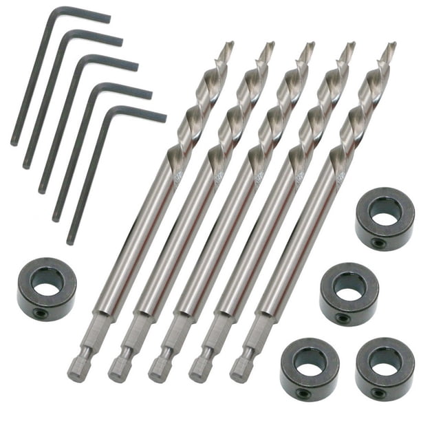 MYG 5Set 9mm Hex Shank Pocket Hole Step Drill Bit Pocket Pilot Hole ...