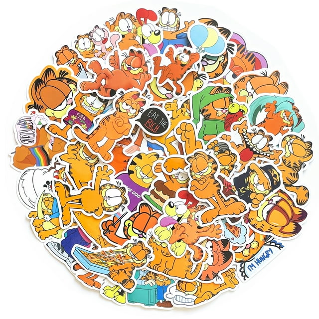 YOKSAS 50Pcs Cute Cartoon Garfield Stickers for Kids Water Bottles ...