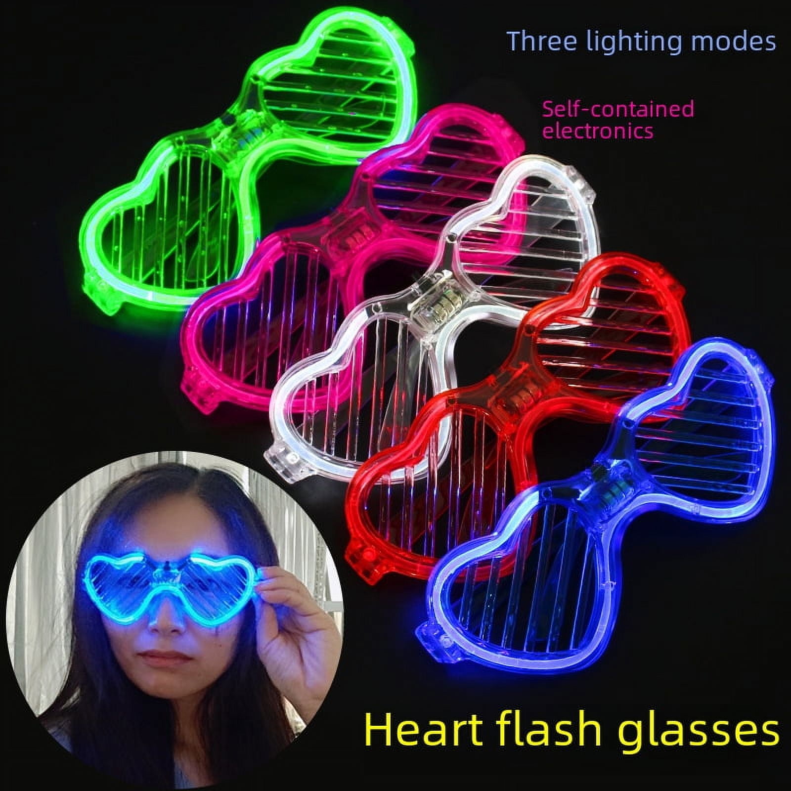 Gafas luminosas, gafas led, corazón de amor, gafas fluorescentes de luz ...