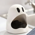 Way to Celebrate White & Black Ghost-Shaped Glazed Ceramic Scrubby ...