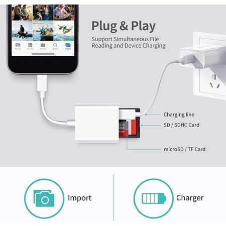 [Apple MFi Certified] Lightning to SD/Micro Card Reader for iPhone/iPad ...