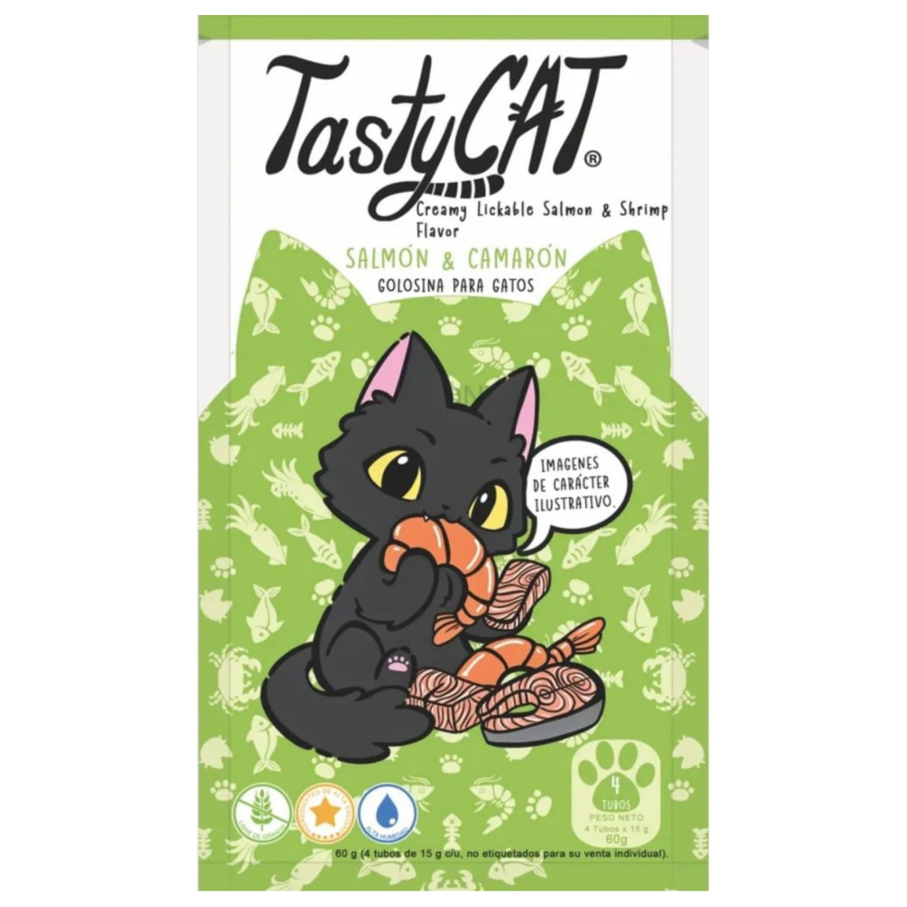 Tasty CAT Golosina Para Gatos Salmon y Camaron (Caja Con 12 Sobres ...