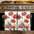 Dish Towels, Red Poppy FLoral Absorbent Kitchen Towels 2 PCS, Nature ...