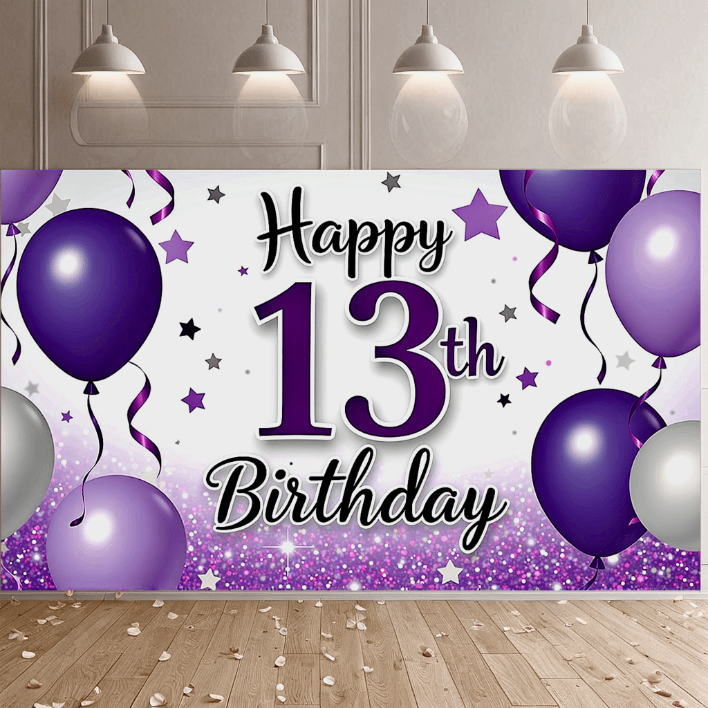 Click here for Yezdix Glitter Design Happy 13th Birthday Banner C... prices