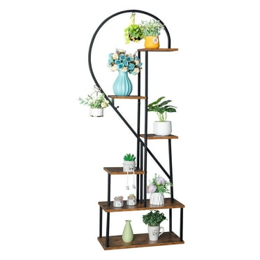 Zimtown Half Heart Plant Holder Stand, 6 Layer Metal with Wood Flower ...