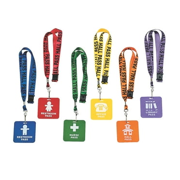 6 Pack - Student Hall Pass Breakaway Lanyards with Location Card Passes ...