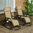 Outsunny Set of 2 Rocking Zero Gravity Lounge Chairs, Folding, Beige ...