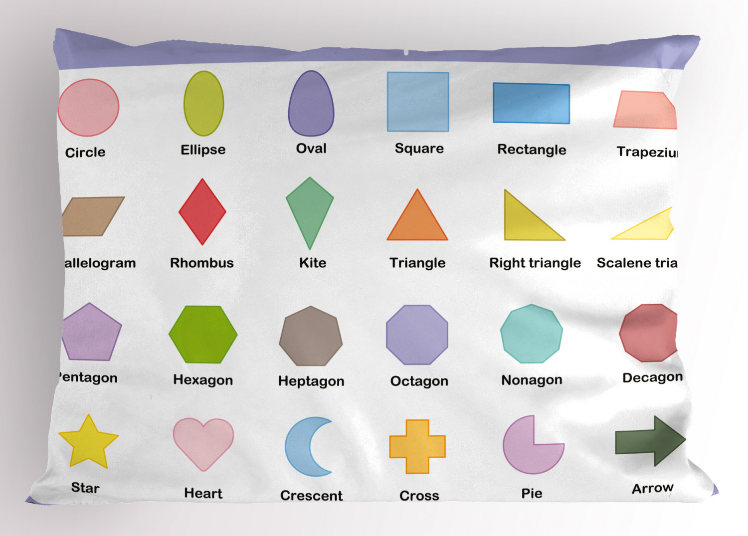 Educational Pillow Sham Classical Basic 2D Shapes Colorful Design ...