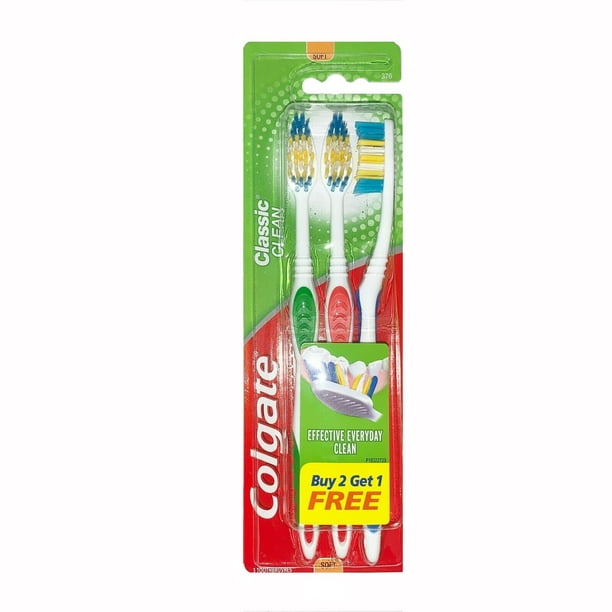 Colgate Classic Clean Soft Toothbrush New 3 Pack - Walmart.com