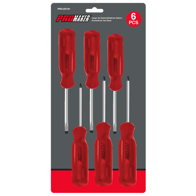 6 Piece Screwdriver Set Basic Promaker PRO-DS191 - Walmart.com