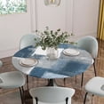 Abstract Art Round Fitted Tablecloth Navy Grey Smear Texture Graffiti ...