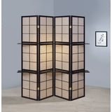 Coaster 4 Panel Shelved Room Divider Screen with Shelving, Tan Jute, 70 ...