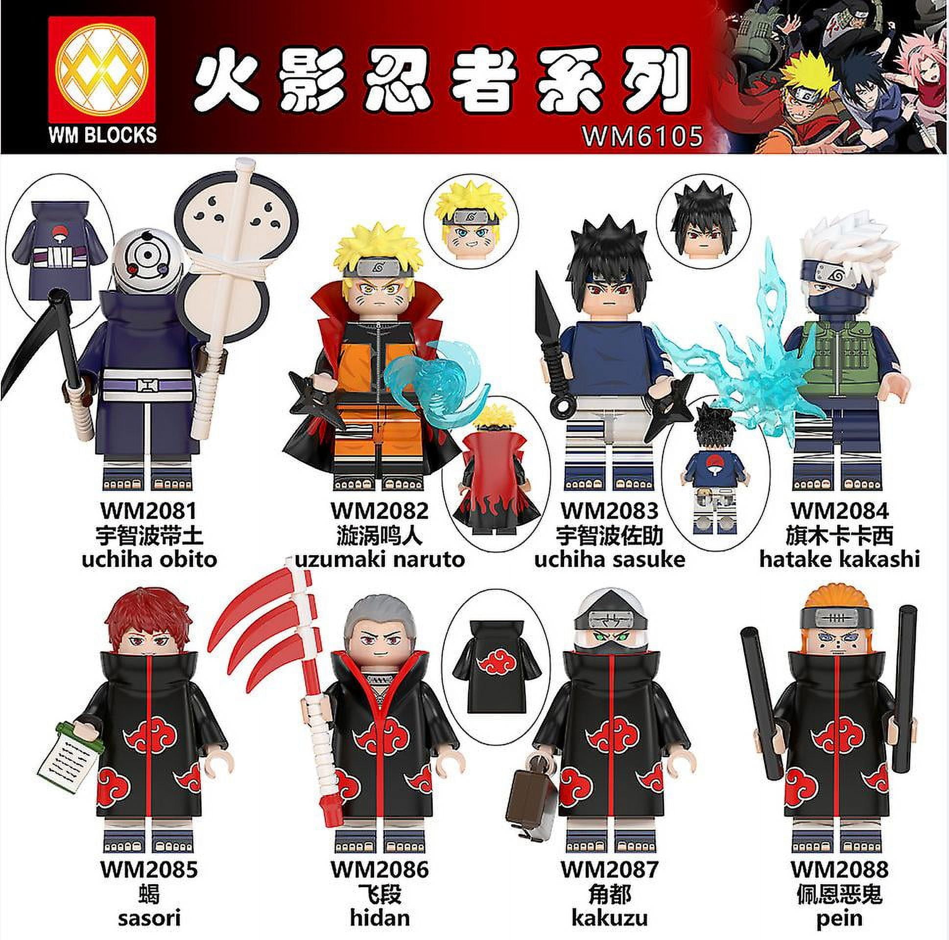 Naruto Brick Toys Set of 8 Cartoon Action Figures Minifigure Building ...