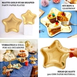 Efavormart 25 Pack Matte Gold Star Shaped Paper Dinner Plates, 7" Eco ...