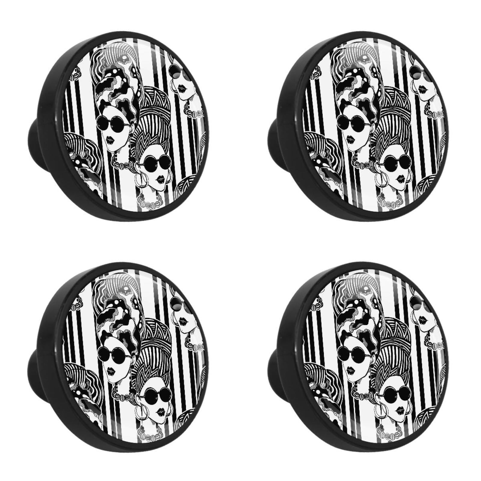 4 Pcs African Woman Head Wrap Knobs for Kitchen Cabinet Cupboard ...