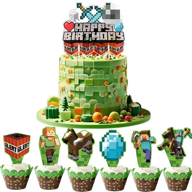 Click here for Hot Sales 13 Pcs Pixel Miner Cake Toppers Minecraf... prices