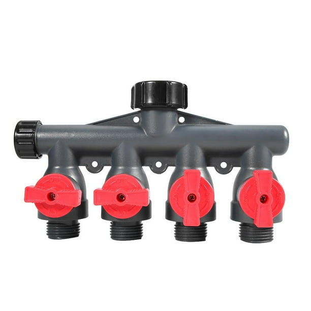 LYUMO 4 Way Hose Splitter 3/4in Garden Faucet Hose Connector Water ...