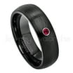 6mm Brushed Dome Black Tungsten Ring - 0.07ct Solitaire Ruby Ring ...