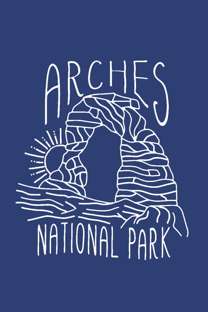 Arches National Park, Utah, Delicate Arch, Thick Line Drawing (16x24 ...