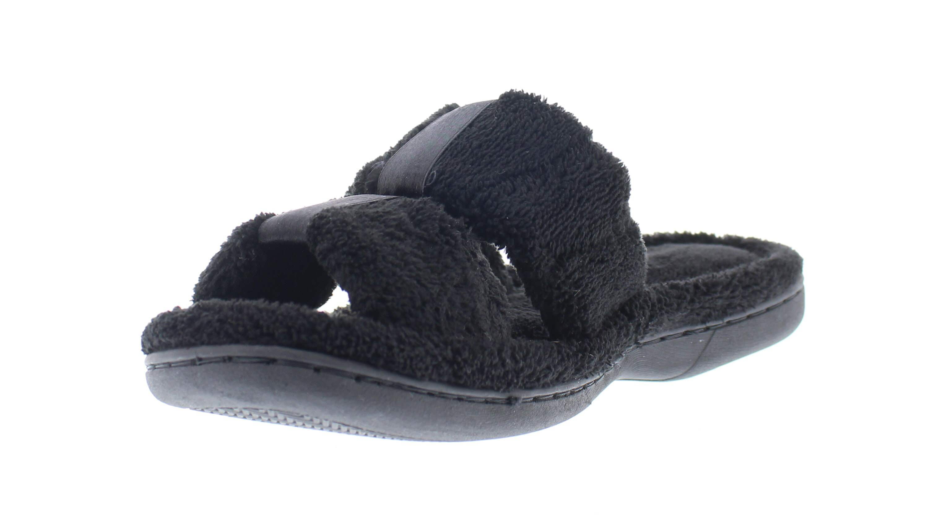 Gold Toe Women's Memory Foam Satin Slide Slippers, Plush Open Toe Slip ...
