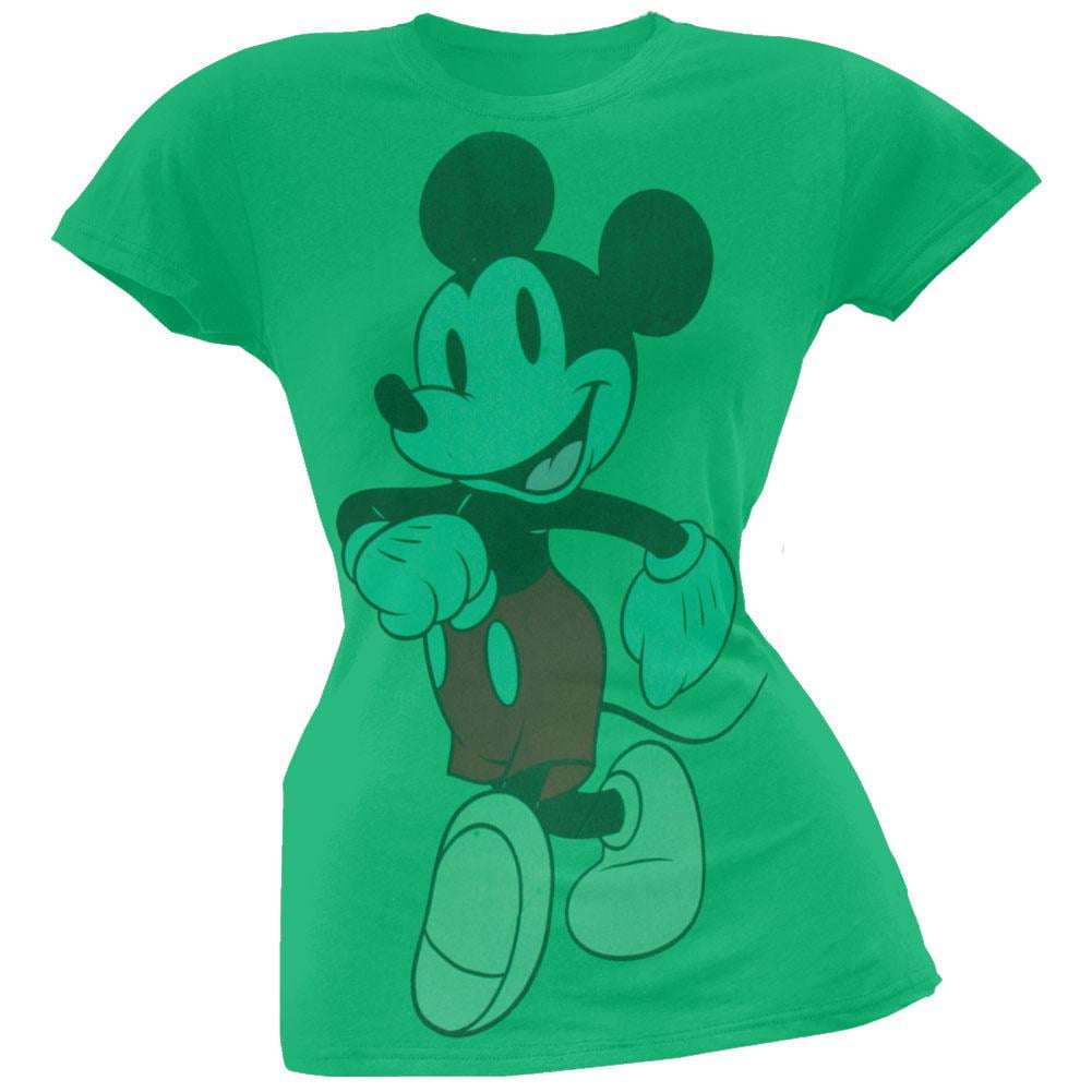 Mickey Mouse - Walking Green Juniors T-Shirt - Walmart.com