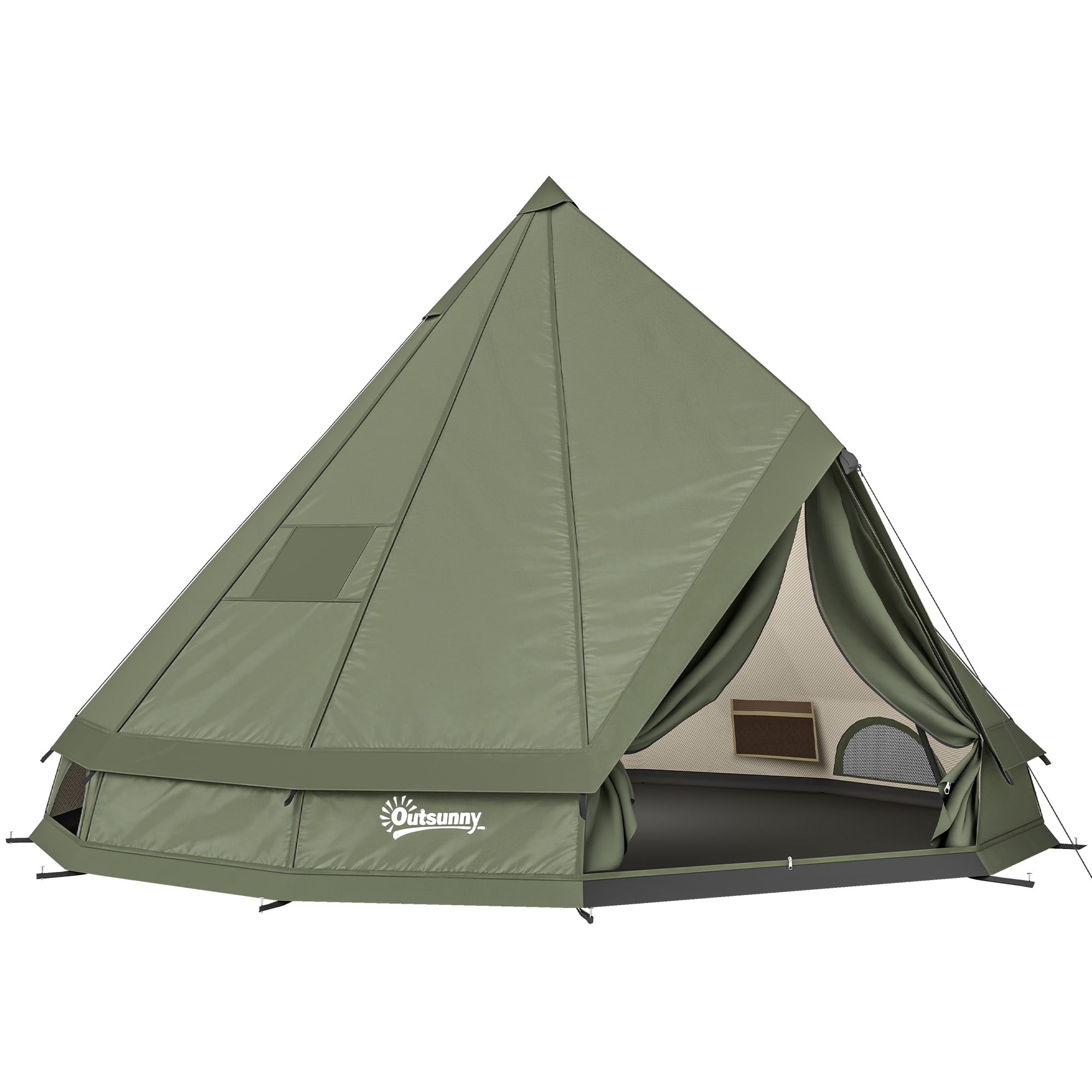 Click here for Outsunny Teepee Tent Waterproof 4-6 Person  Army G... prices