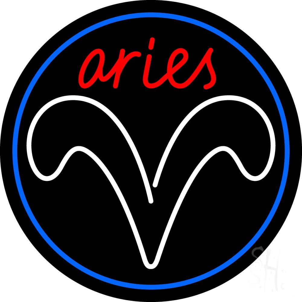 Red Aries White Aries Logo With Blue Circle LED Neon Sign 18 X 18 ...