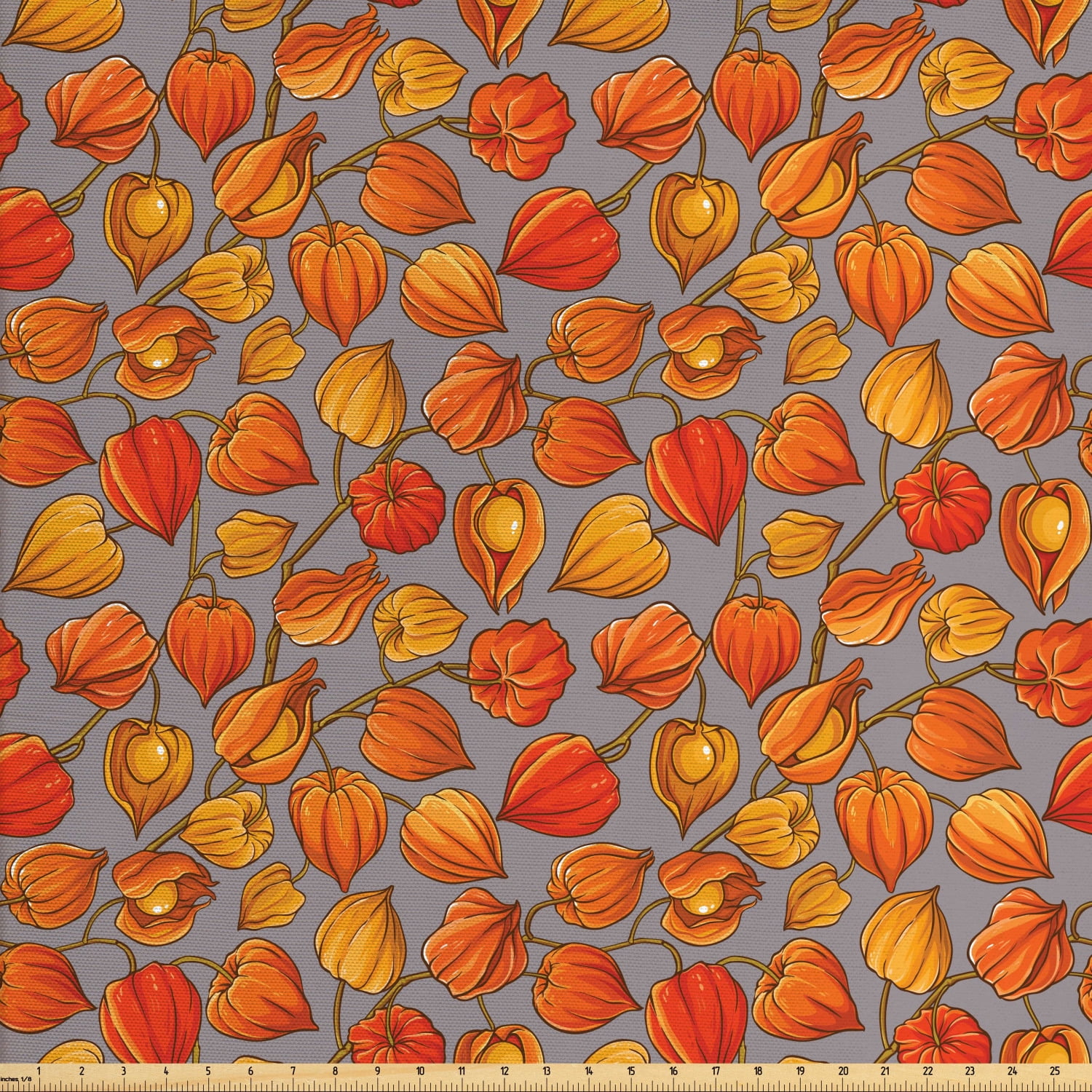 Fall/Autumn Fabric by The Yard, Physalis Tropical Golden Berry on ...