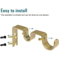 3PCS Gold Curtain Rod Bracket, Heavy Duty Double Hanging Brackets Wall ...