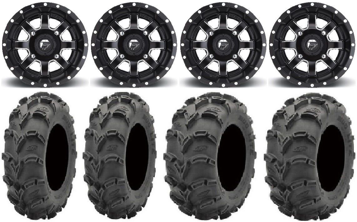 Fuel Maverick Black 14" Wheels 28" Mud Lite XL Tires Kawasaki Mule Pro ...