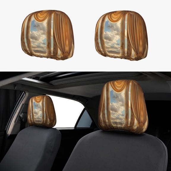 BAOPAI 2PCS Enduring Non-Woven Fabric Christmas Car Headrest Covers ...