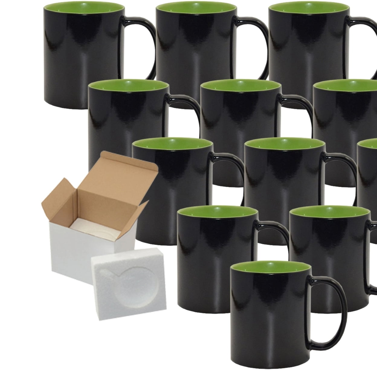 MUGSIE 12 Pack 11oz Green Inner Magic Color Charging Sublimation Mugs ...