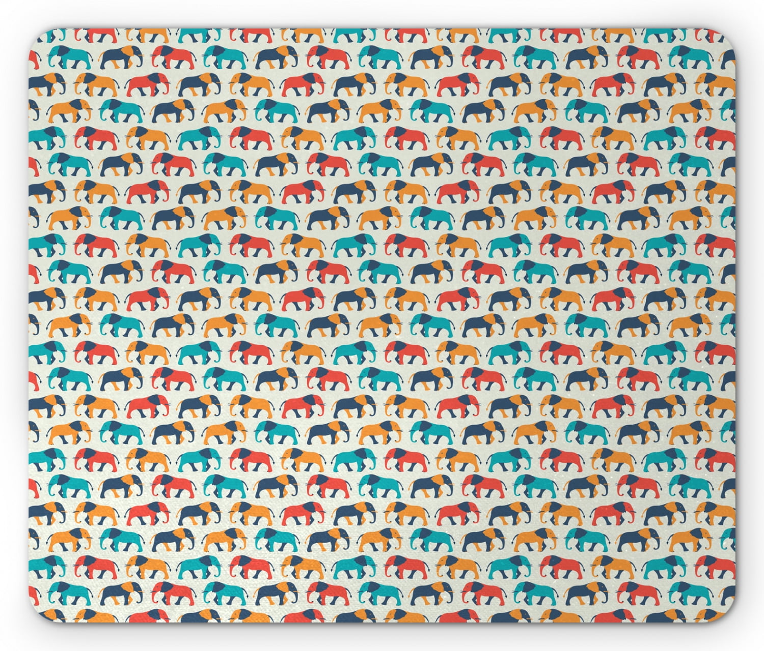 Elephant Mouse Pad, Retro Style Colorful Animals with Tusks Cartoon ...